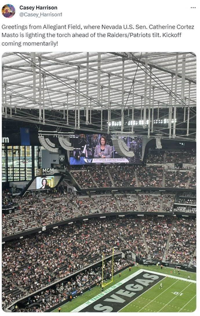 Cortez Masto Kicks Off Raiders Game in Las Vegas - Senator Catherine ...
